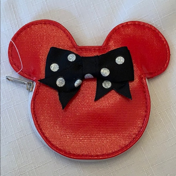 Disney | Bags | Minnie Mouse Mini Zipper Wallet Coin Pouch Red Nwt ...